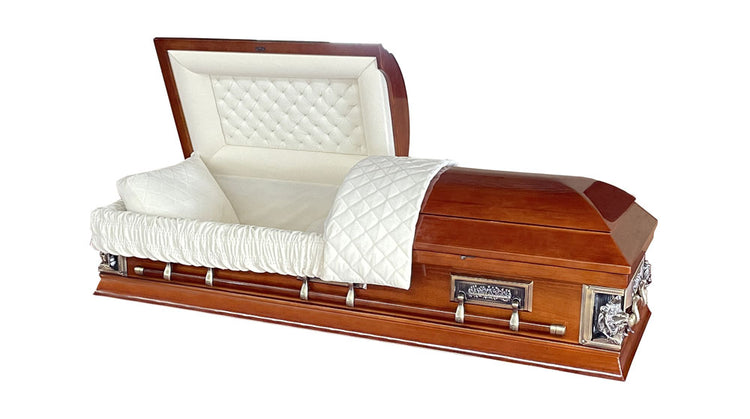 Premium Last Supper & Pieta Casket (Solid Wood) – Brown – Coffin World