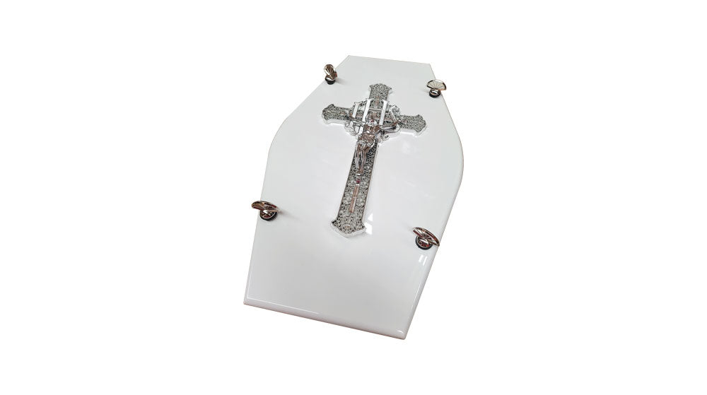 Crucifixion Cross Decore, Wide - Silver Patterned – Coffin World