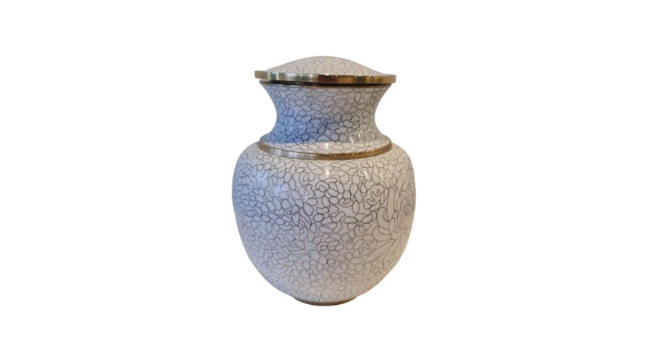 Angels Touch Cloisonne Urn - White, Gold – Coffin World