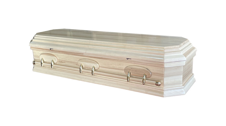 Grecian Urn Casket (Solid Wood - Half Lid) - Matt Natural – Coffin World