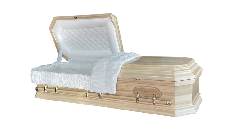 Grecian Urn Casket (Solid Wood - Half Lid) - Matt Natural – Coffin World